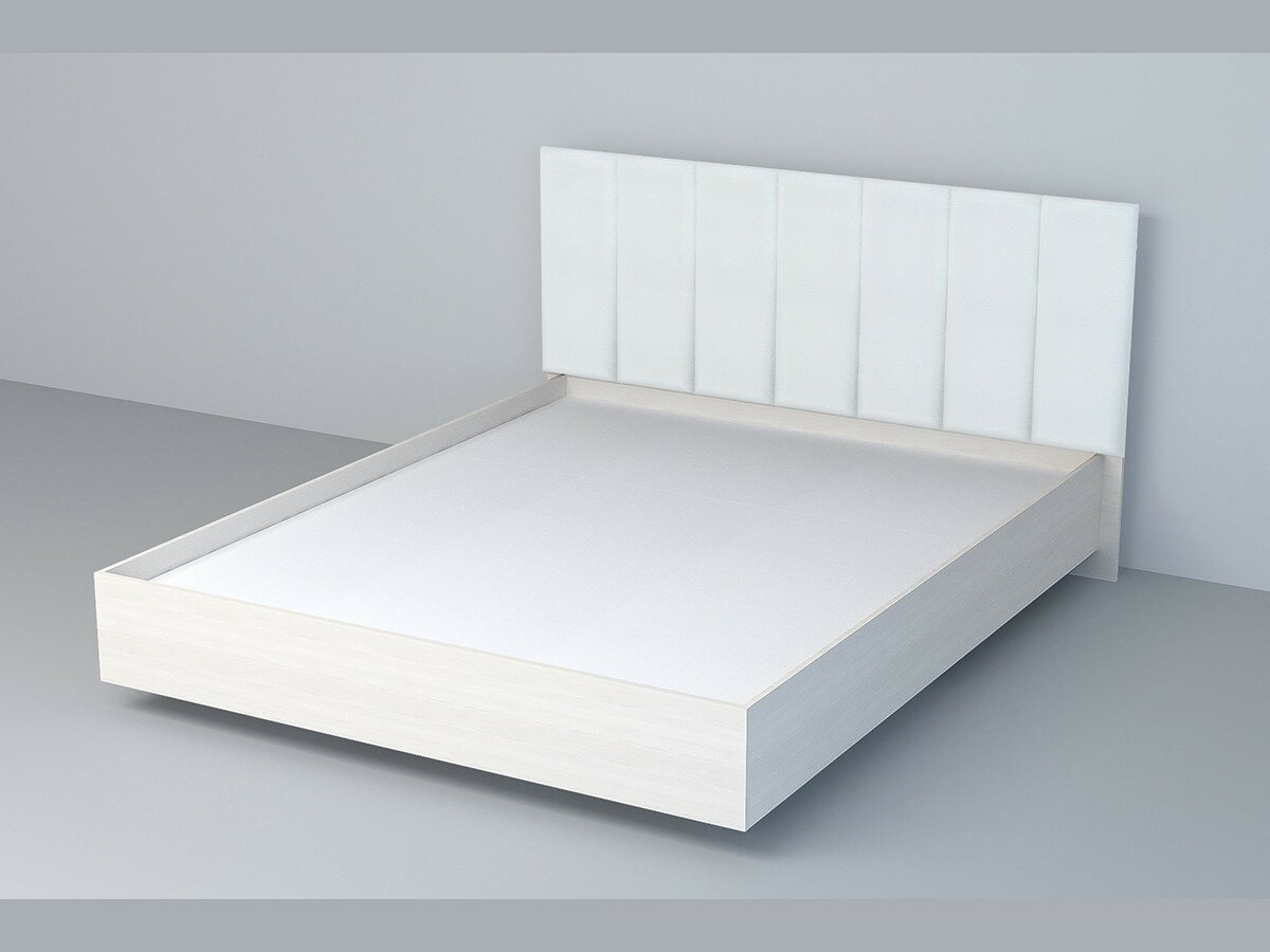 Кровать 1,4 (Полосы), Бодега/Кожзам. Белый Глянец, настил ЛДСП