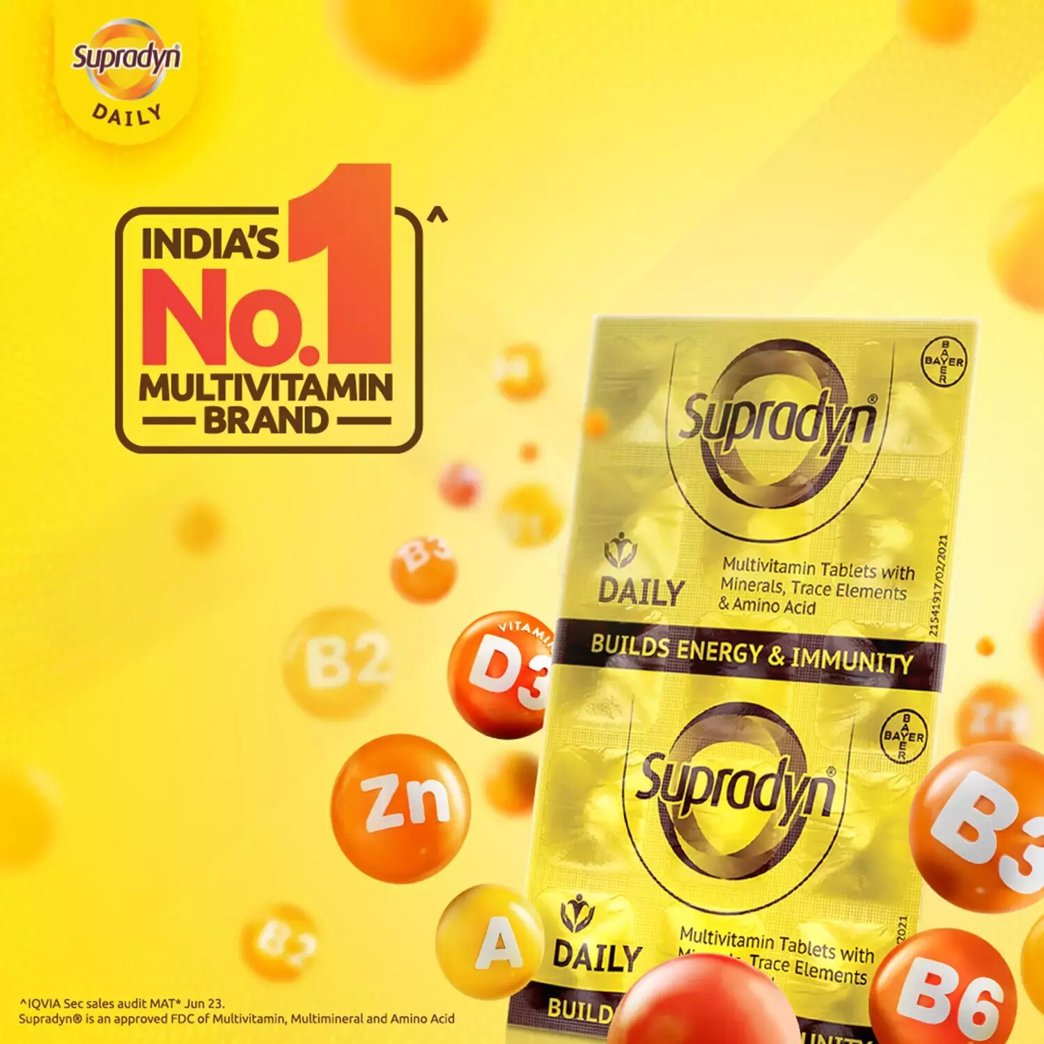 Супрадин мультивит. Индия (Supradyn multivitamin Abbott) 15 шт.