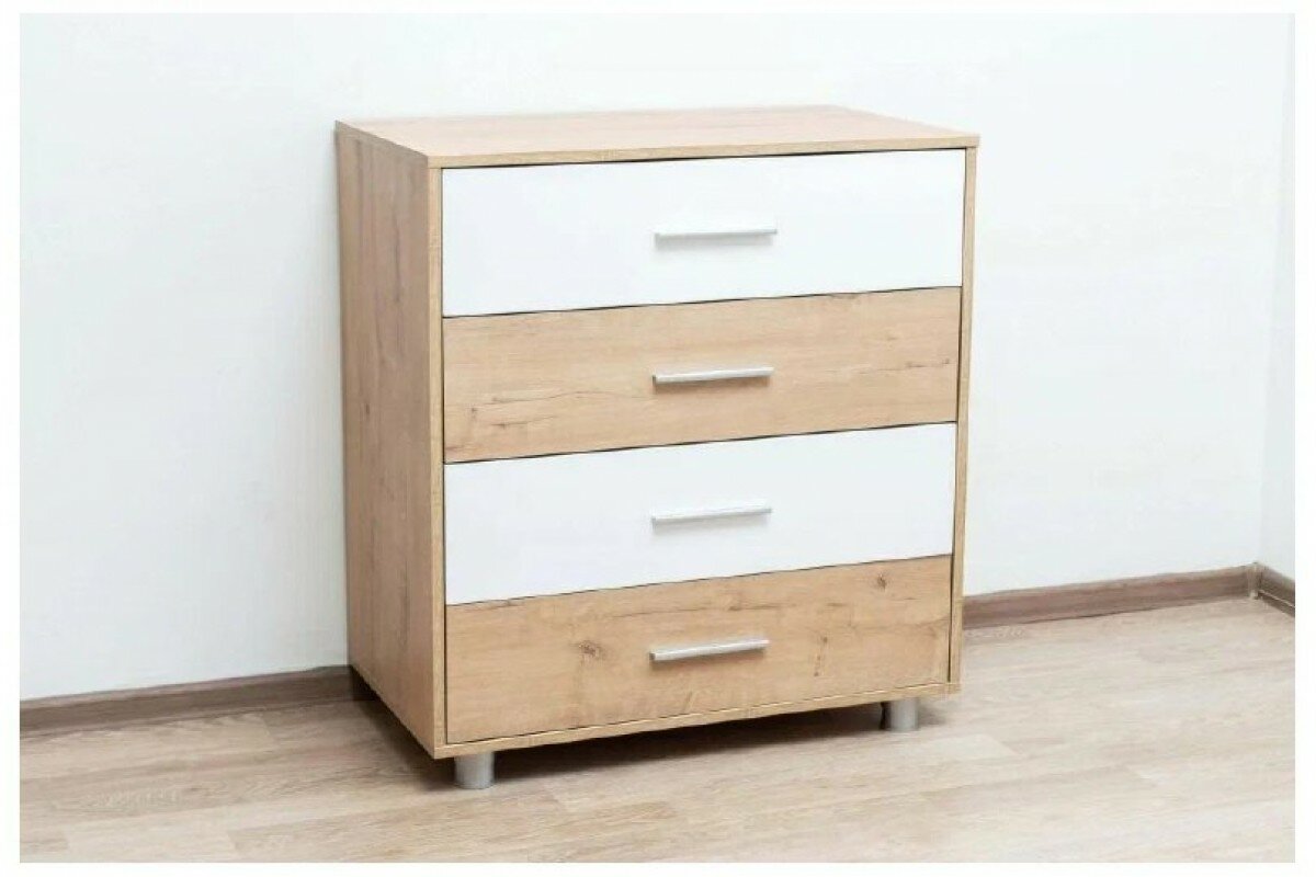 Комод для одежды с ящиками Веслав 9 80,0х47,0х88,0 см, дуб ирландский/белый глянец