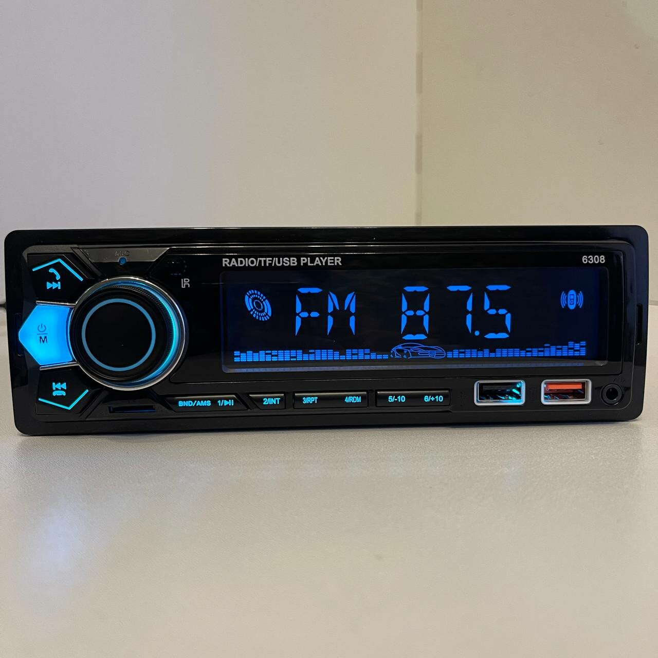 Автомагнитола AG-6308BT 7 цв. LED, BT, MP3/2 USB/TF/FM/AM, AUX, 6 RCA,