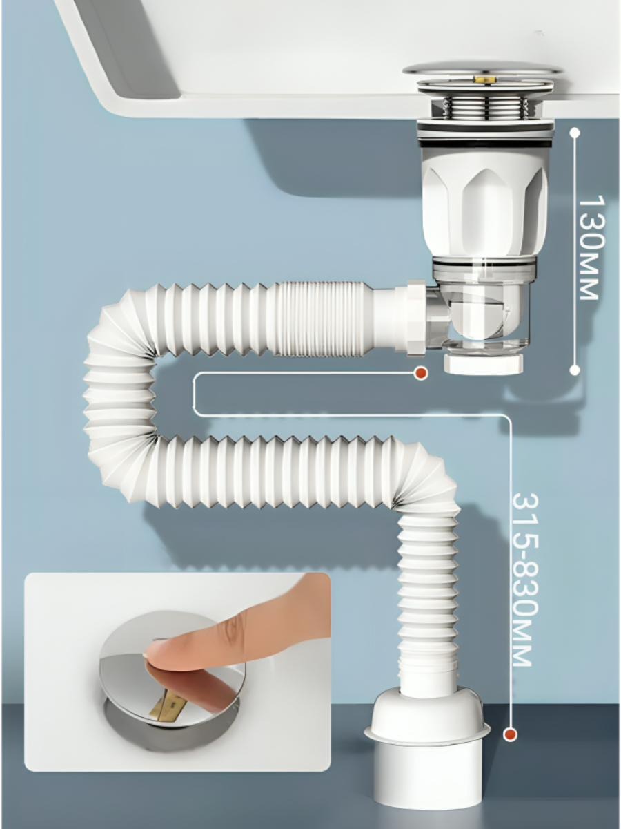 Сифон для раковины и умывальника с донным клапаном клик-клак