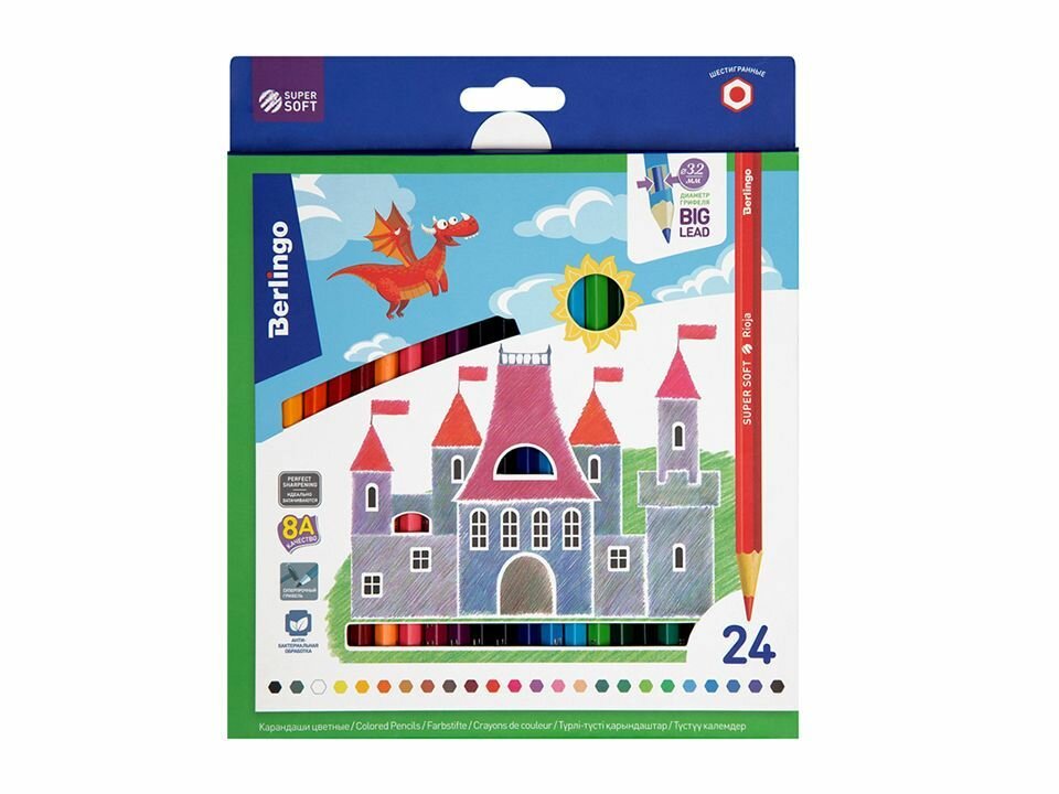 Карандаши 24цв. Berlingo SuperSoft Замки SS00124