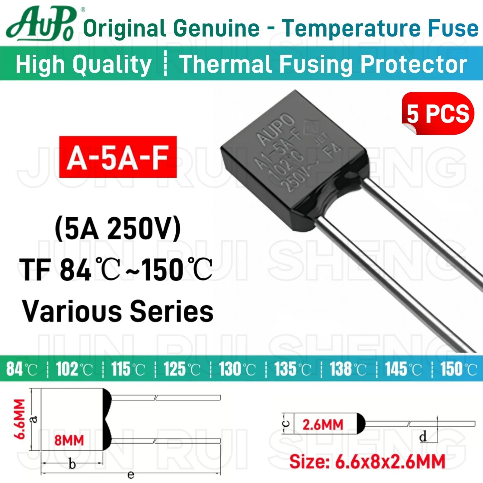 AUPO Термопредохранитель A-5A-F 5A 250V 130C