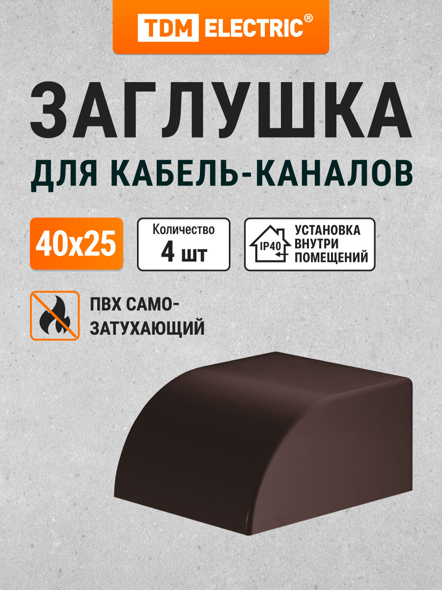 Заглушка кабельной трассы КМЗ 40х25 бук (4 шт./комп.) TDM Electric
