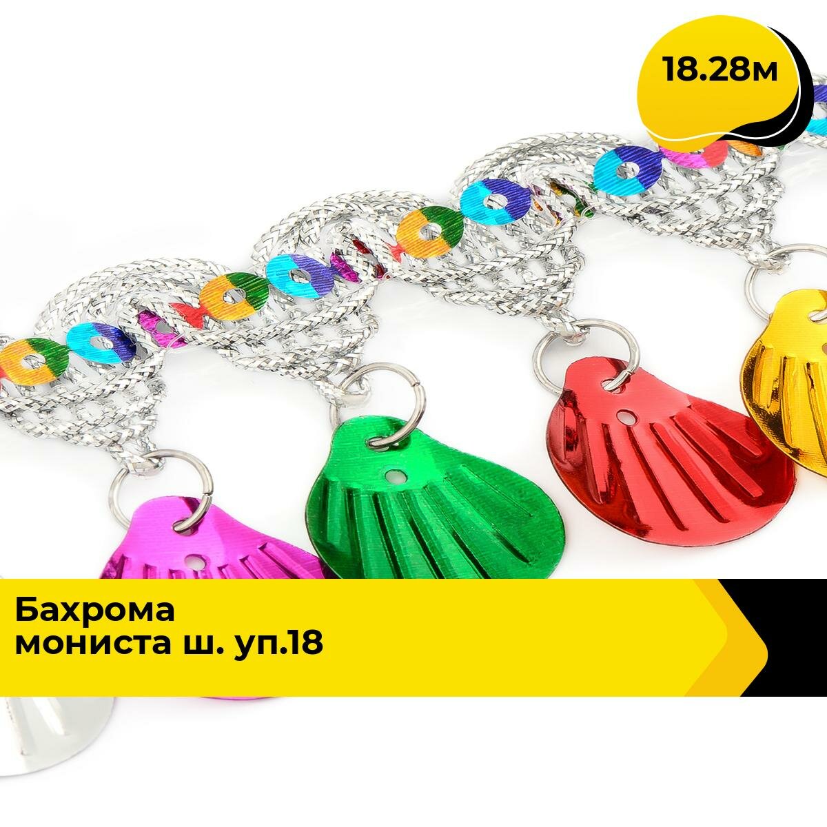 Тесьма для рукоделия декоративная Бахрома для шитья и штор, металлизированная 4 см, 18.28 м