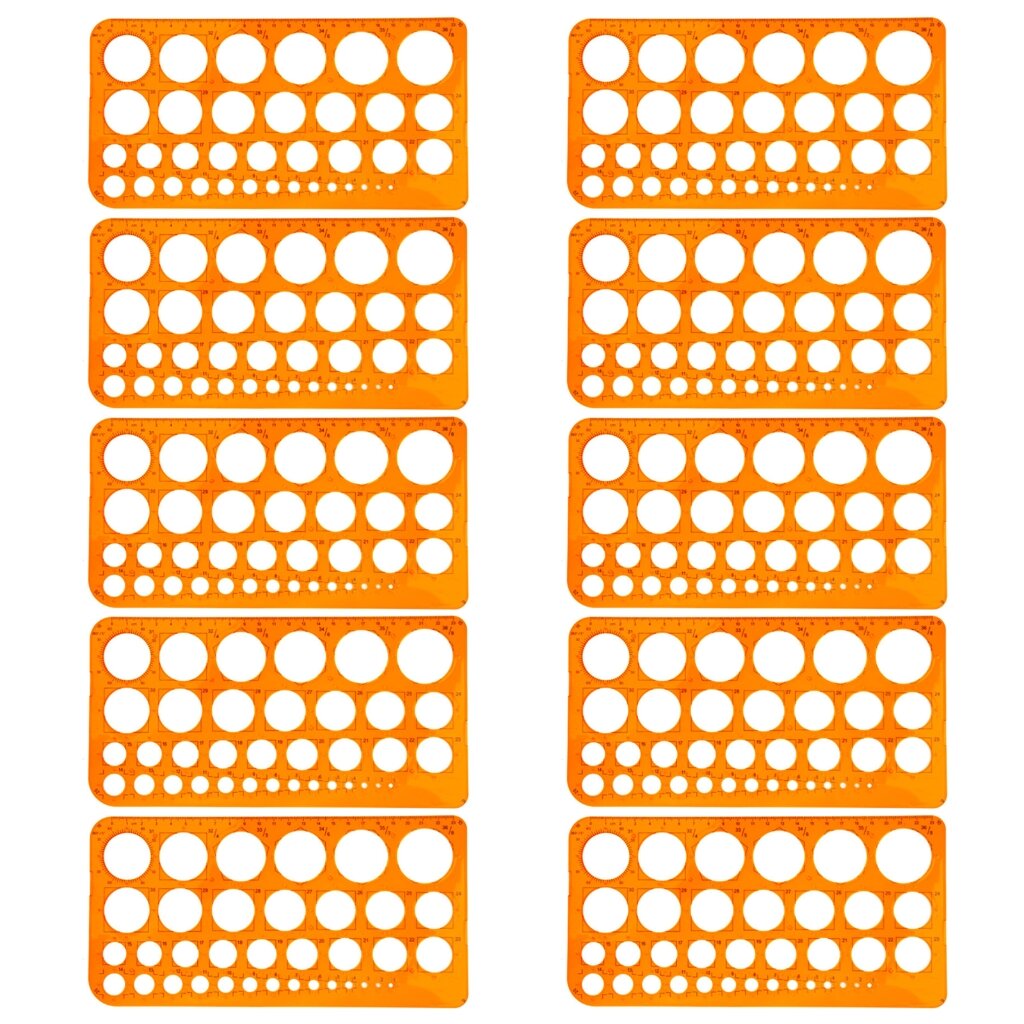 10 шт. Круглый шаблон для чертежа, изучение круглого отверстия, линейка, геометрический трафарет, шаблоны линеек, масштабное черчение