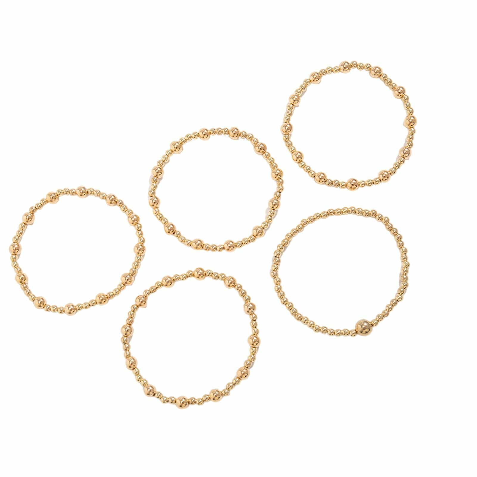 5 металлических бисерных браслетов регулируемая длина серебро и золото аксессуары