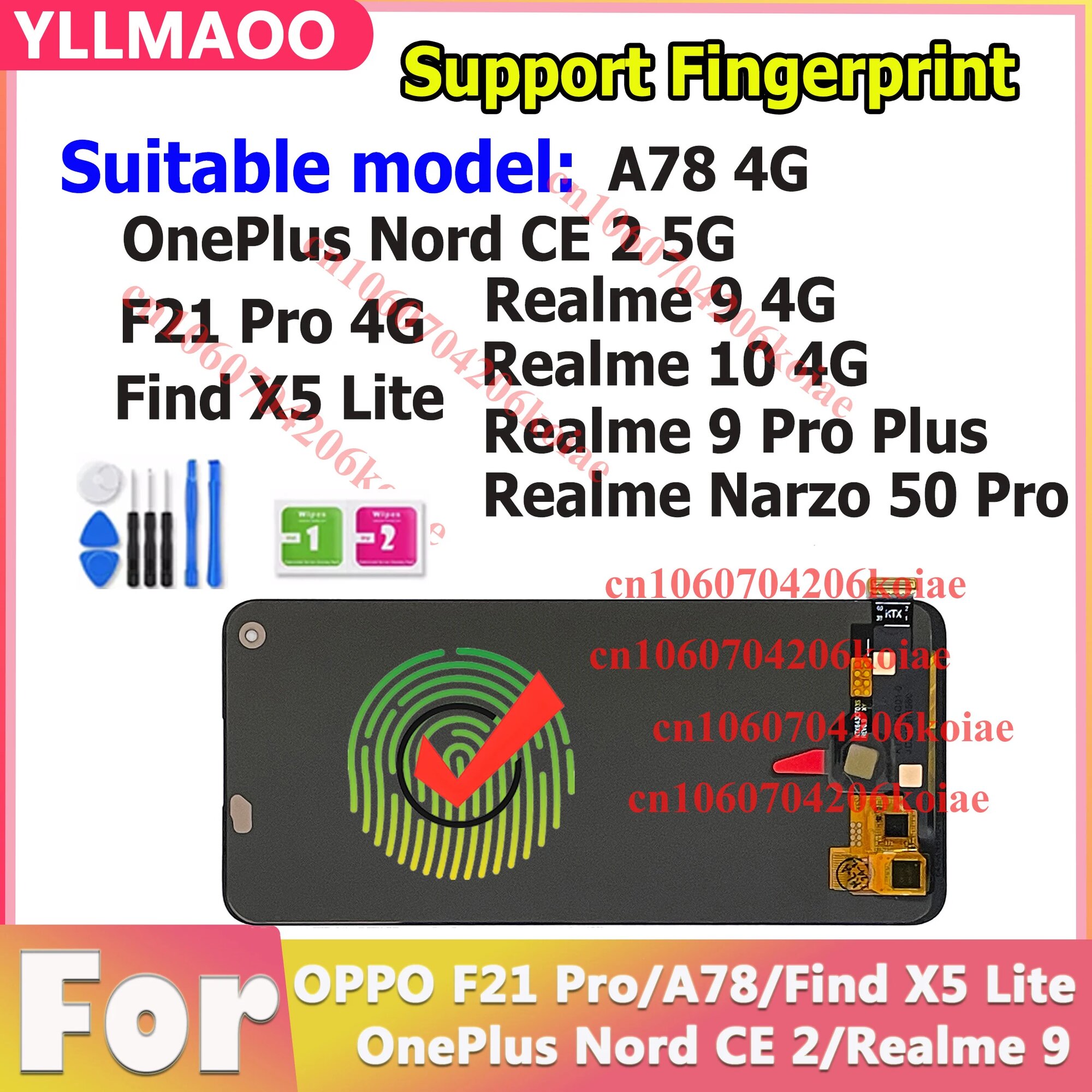 OLED для Oppo Realme 9 Pro + RMX3521 Narzo 50 Pro для Find X5 Lite F21 Pro A78 для OnePlus Nord CE2 CPH2371 IV2201 Замена ЖК-дисплея Realme 9 4G OLED