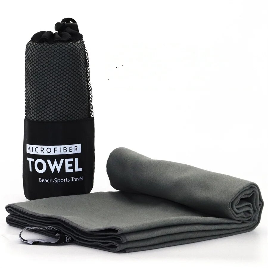 Микрофибра полотенце для спорта Черный, M(50x110cm), dark grey