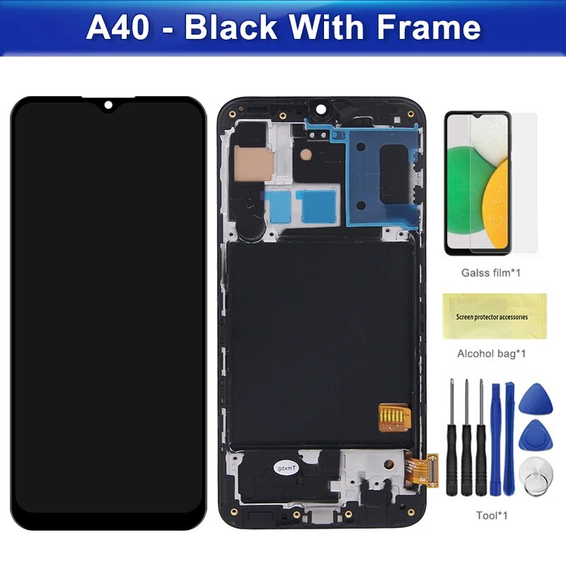 ЖК-экран A40 для Samsung Galaxy A40 A405 A405F A405FN/DS A405F/DS ЖК-дисплей с цифровым преобразователем сенсорного экрана в сборе TFT Black Frame