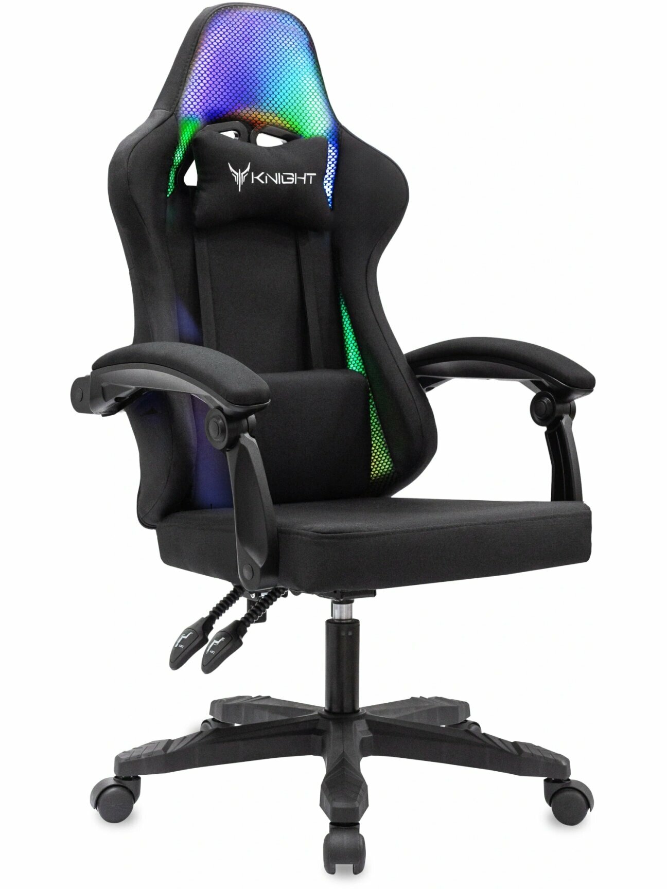 Кресло игровое Knight Wolf RGB, обивка: ткань, цвет: черный (KNIGHT WOLF RGB B)