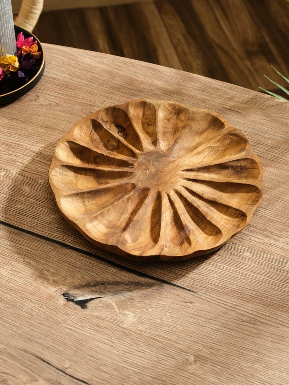 Менажница Сима-ленд «Раковина», деревянная, круглая, коричневая, 24 см