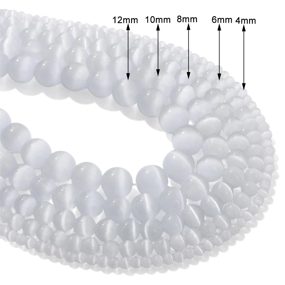 Бусины кошачий глаз opal 4-12 мм Белый, 6mm about 60pcs, NO.4