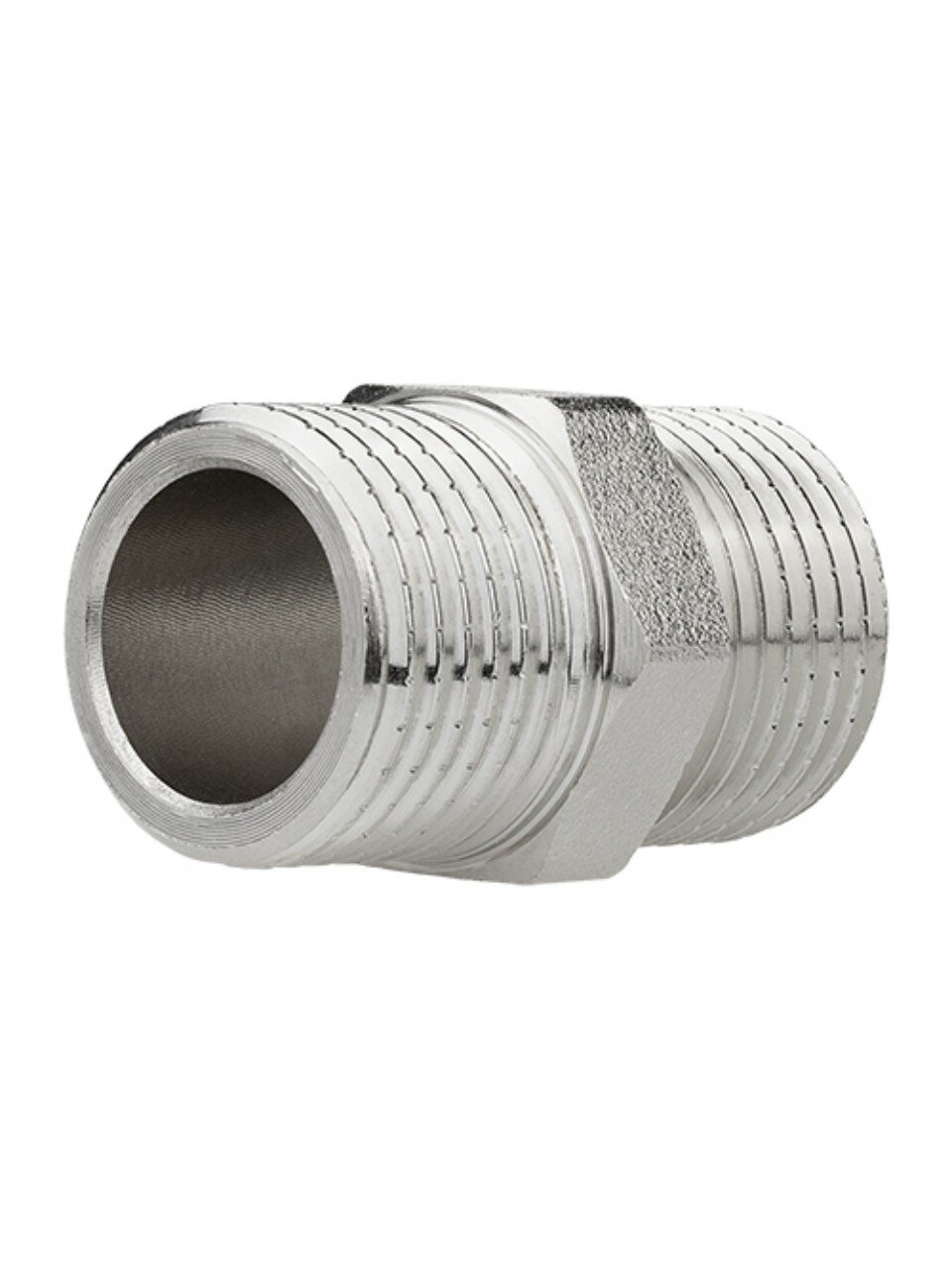 Бочонок 1/2" MasterProf латунный никелированный, усиленный удлиненный фитинг с наружной резьбой для водоснабжения