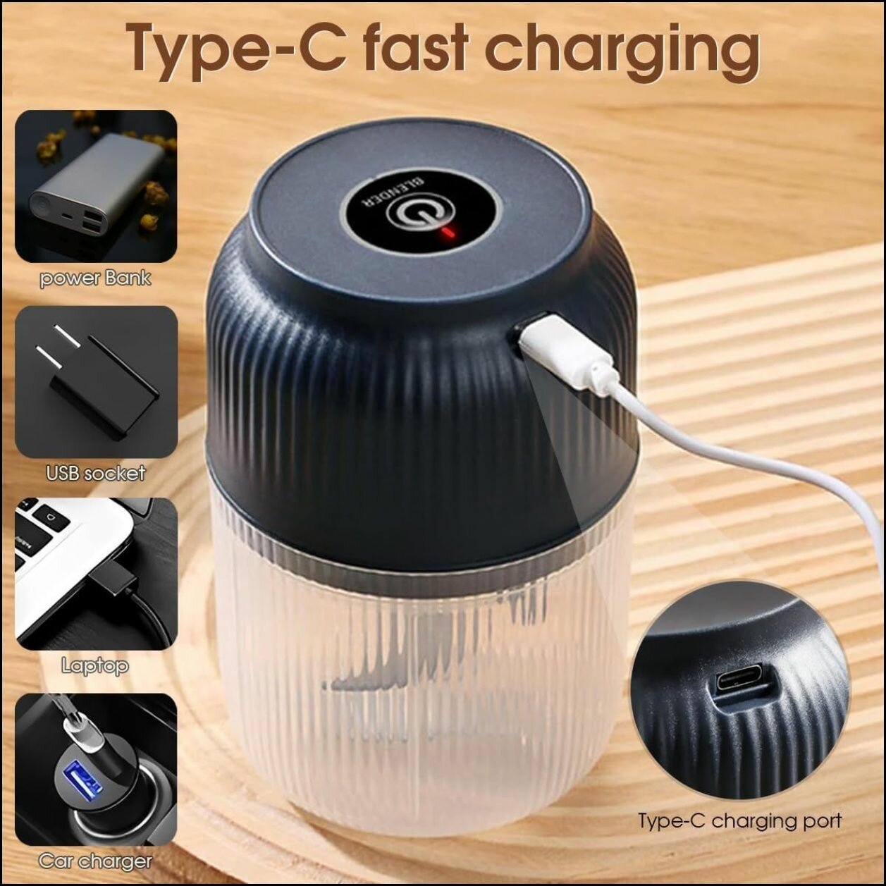 Беспроводной мини измельчитель еды 320 мл, Измельчитель кухонный электрический / Пресс для чеснока / Дробилка