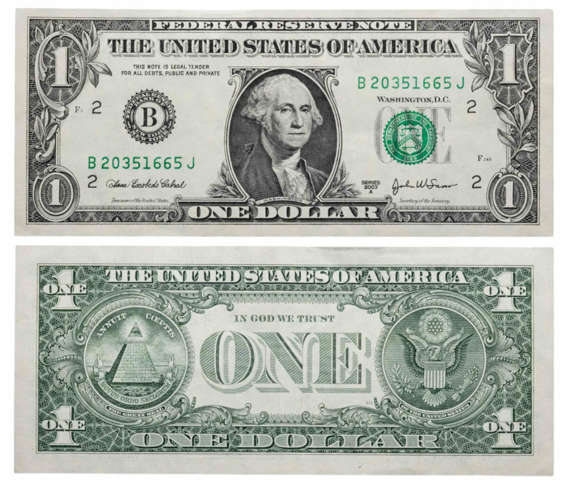 США 1 доллар 2003А Pick 515b B -Нью Йорк