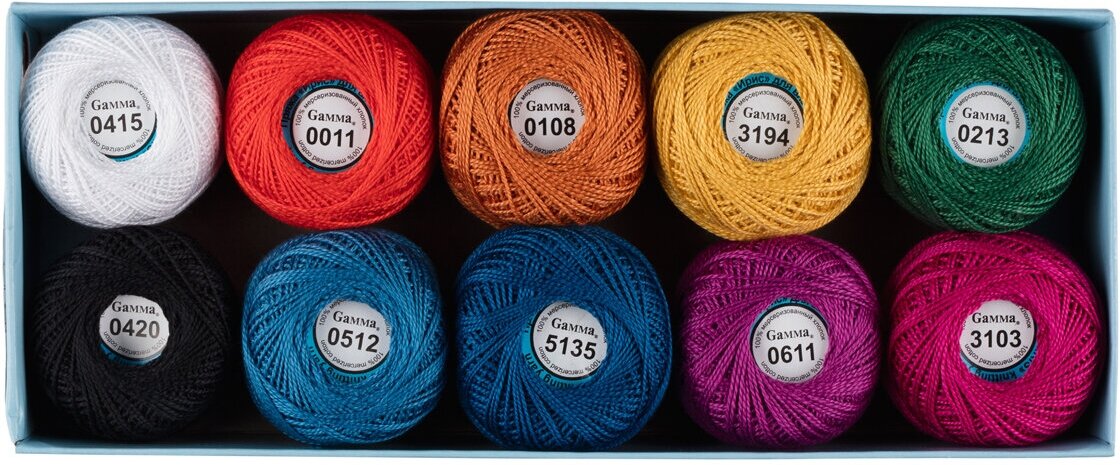 Пряжа "Gamma" Ирис ассорти 100% хлопок 10 х 10 г 82 м №21