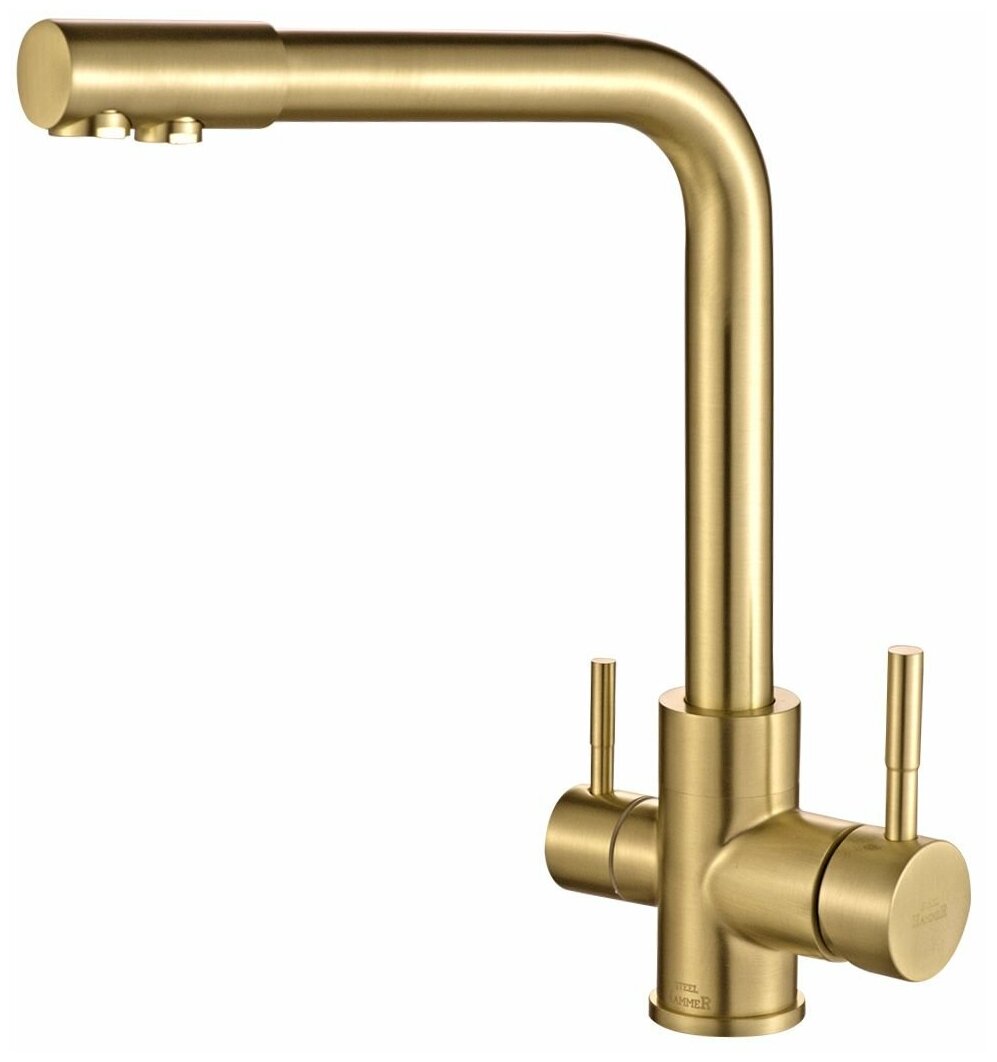 Смеситель ZorG Steel Hammer SH 801 INOX BRONZE PVD для кухонной мойки, нержавеющая сталь бронза