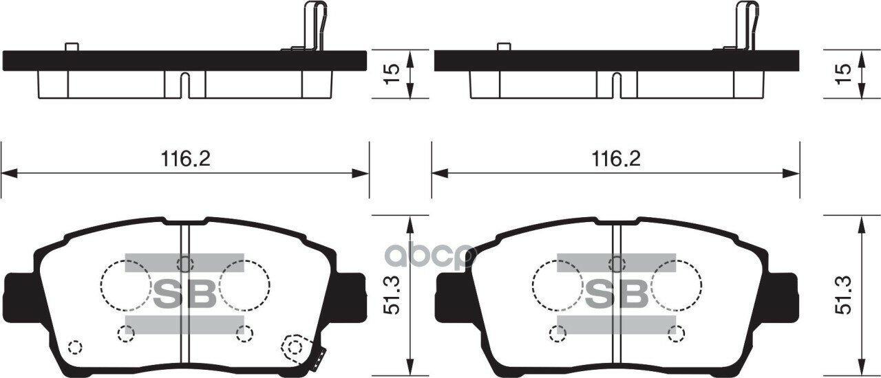 Колодки тормозные передние TOYOTA COROLLA VIII-IX (1997-2007)/ PRIUS II (2000-2011)/ YARIS I (1999-2 Sangsin brake арт. SP1232