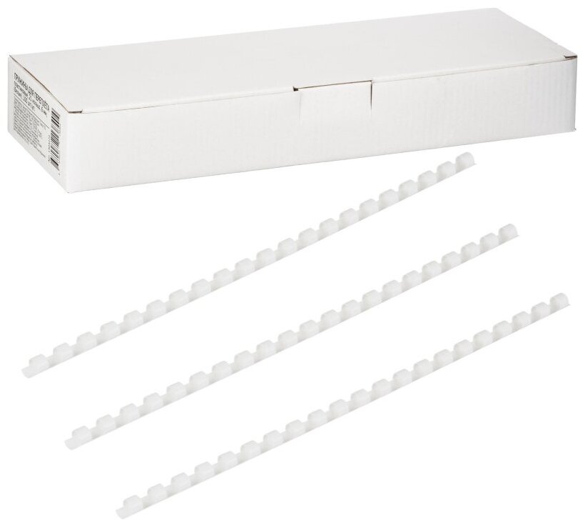 Пружины д/переплета пластиковые 21 кольцо, 6 мм, (белые), 100 шт./уп 1404272