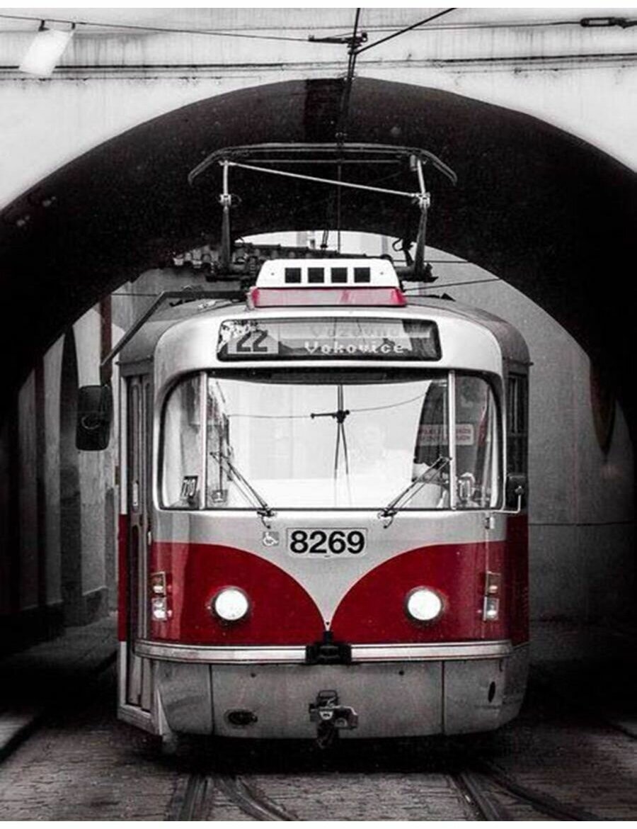 Картина по номерам "Городской трамвай" 40х50 см, хлопковый холст на подрамнике, акрил, АртТойс