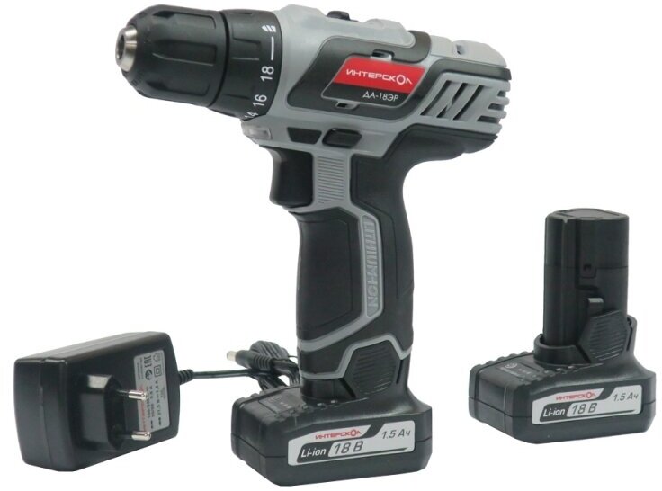 Дрель-шуруповерт ИНТЕРСКОЛ ДА-18ЭР (2 акк,2 А*ч) промо, арт. 436.2.2.20, без кейса