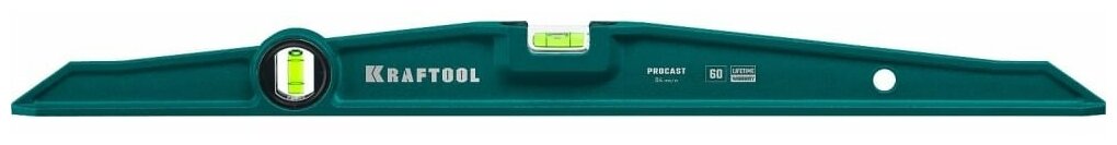 Литой уровень KRAFTOOL Procast 2 ампулы, 0,5 мм/м, 600 мм 34717-060