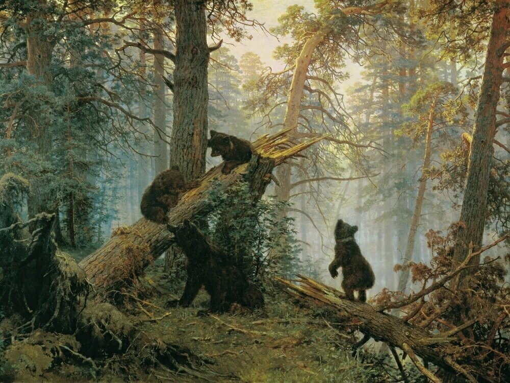 Плакат, постер Shishkin Ivan, Шишкин Иван-Утро в сосновом лесу на бумаге, размер 21х30см