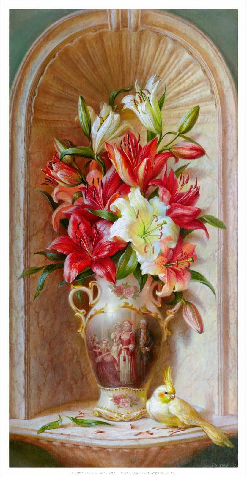 Постер на холсте "Лилии", 100х50 см, художник - Дандорф Ольга. Холст в рулоне, Арт. ДО-р10