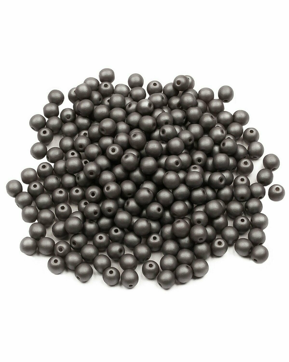 Стеклянные чешские бусины, круглые, Round Beads, 4 мм, цвет Alabaster Metallic Steel, 200 шт.