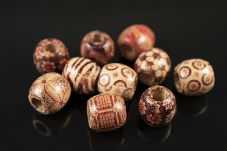 Бусины деревянные овальные 16х17мм, отверстие 6мм, ассорти цветов, 539-002, 10шт