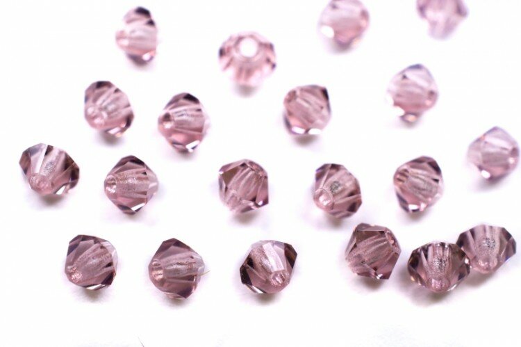 Бусины биконусы хрустальные 3мм, цвет LIGHT AMETHYST, 745-022, 20шт