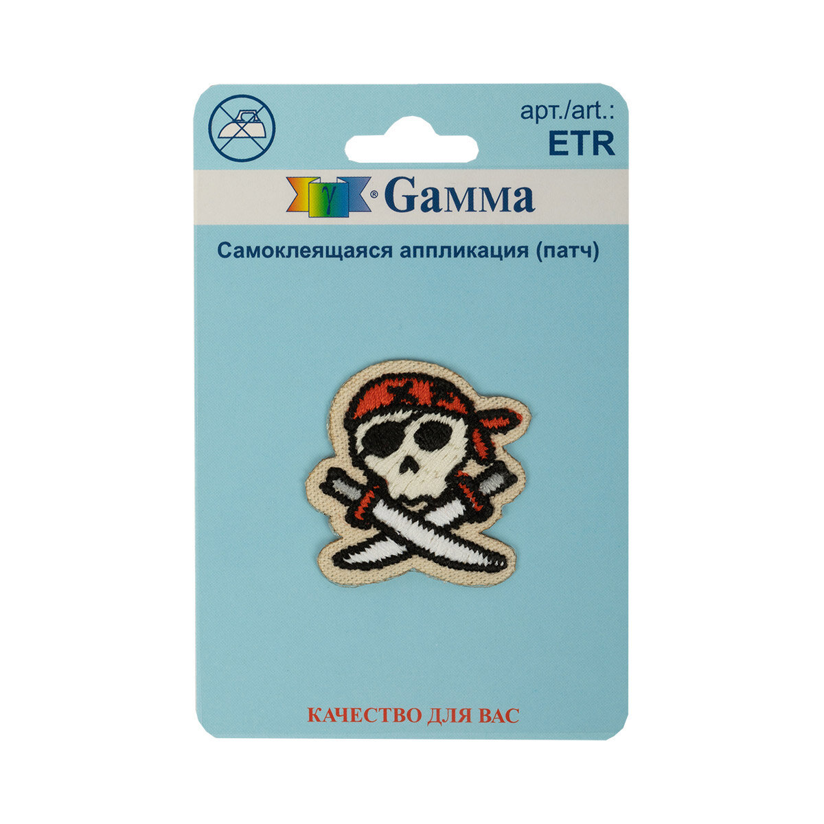 Gamma ETR Аппликация (патч) самоклеящаяся №02 01-224 Череп пирата 3.2×3.2 см для одежды 1шт
