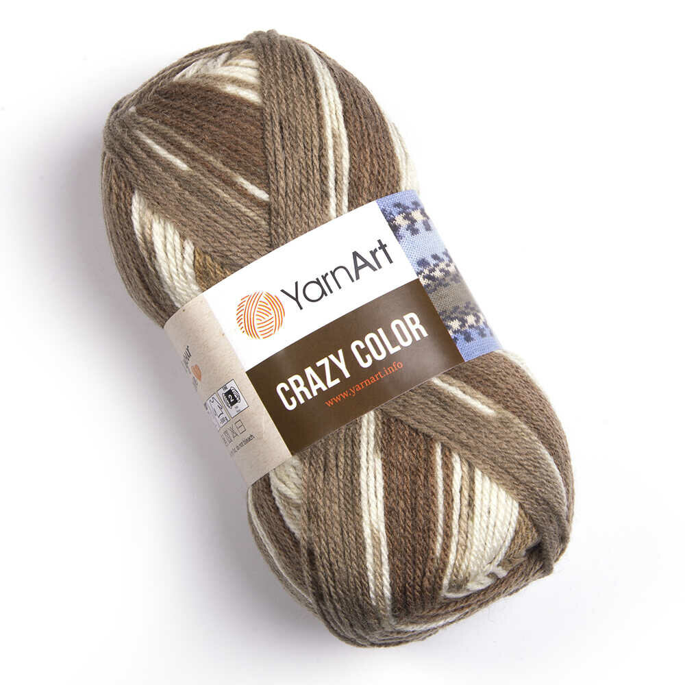 Пряжа CRAZY COLOR (YarnArt), какао с молоком - 139, 25% шерсть, 75% акрил, 5 мотков, 100 г, 260 м.