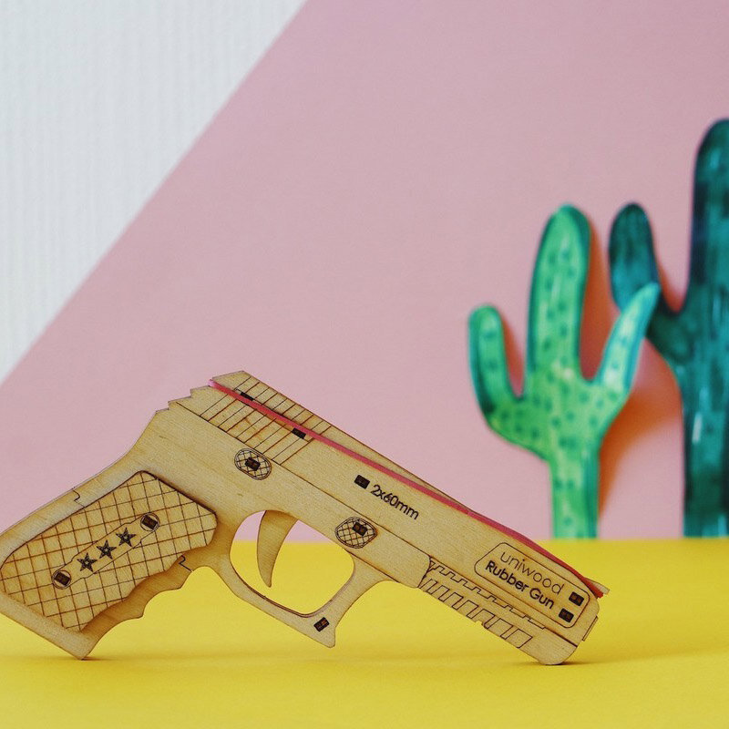 Деревянный 3D конструктор Uniwood "Резиночный пистолет"