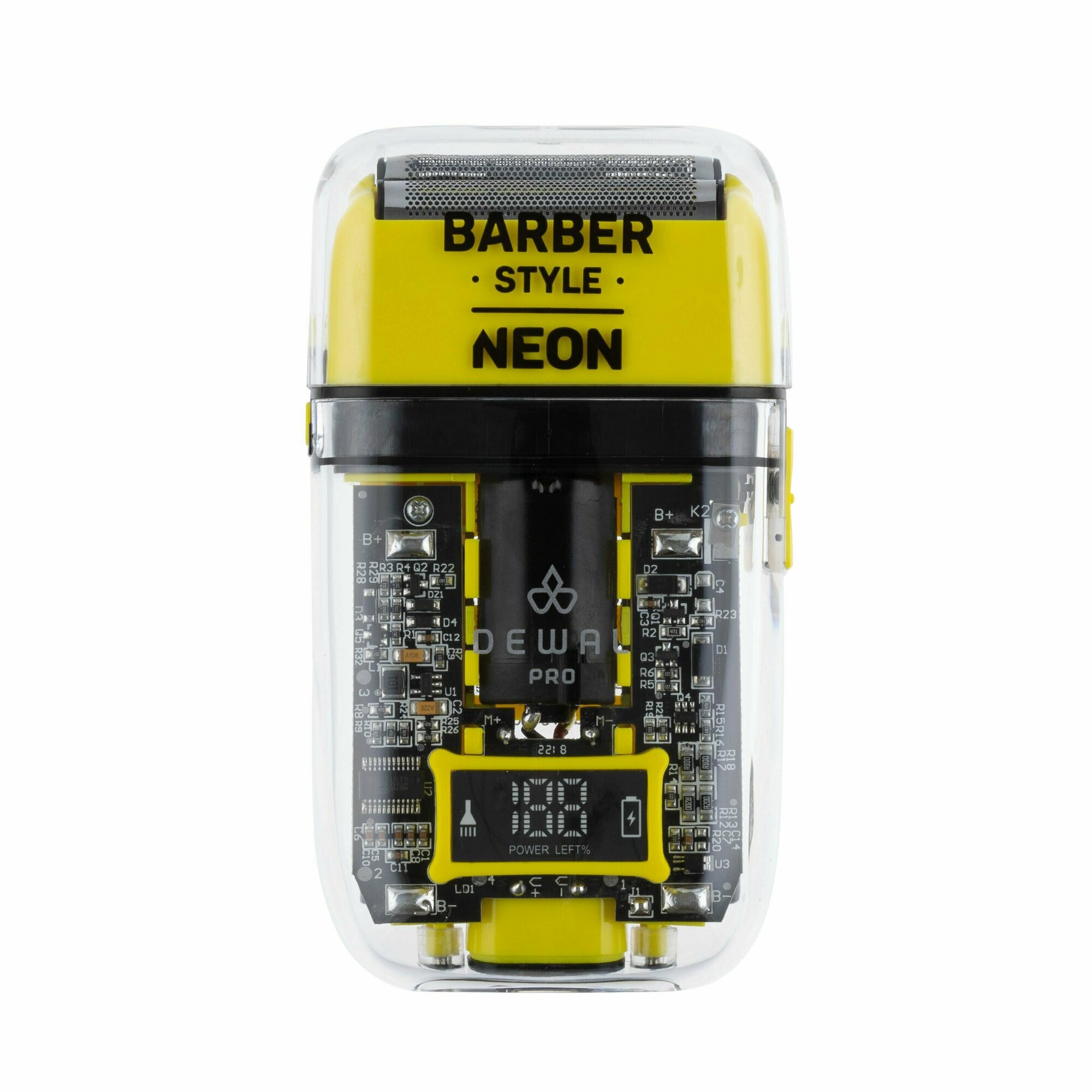 Шейвер Dewal Cosmetics BARBER STYLE NEON, прозрачный корпус, Li-Ion, 120 мин