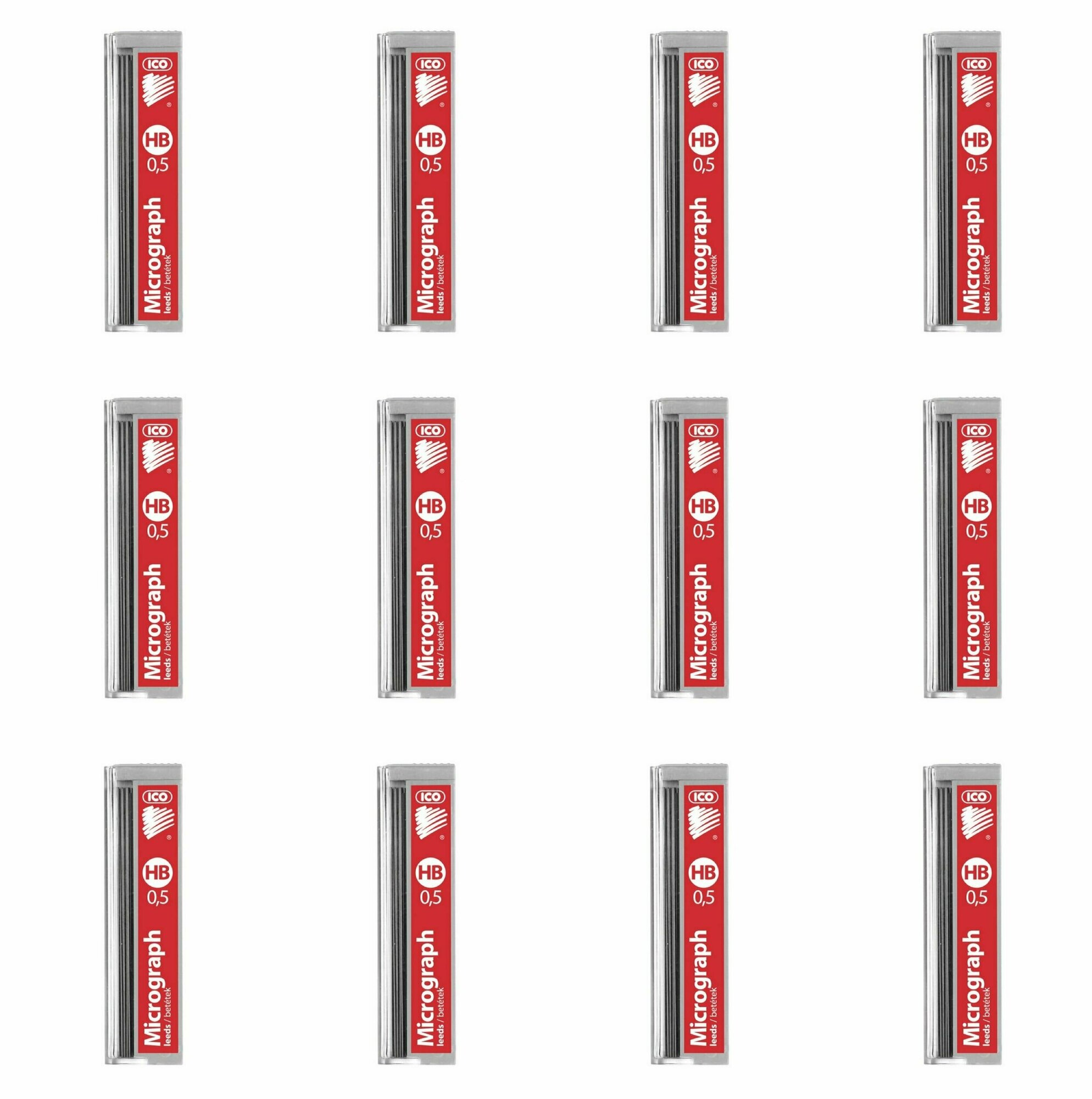 Ico Стержень микрографический 0,5 мм, HB 12 грифелей, 12 уп
