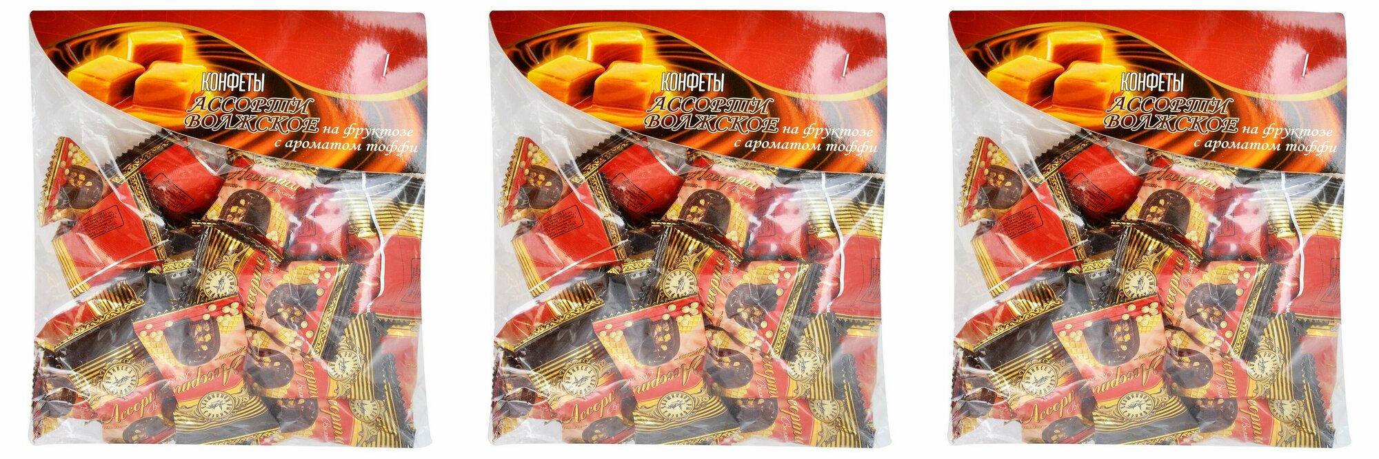 Конфеты Шугарофф, Ассорти Волжское, с ароматом Тоффи, 180 г, 3 уп