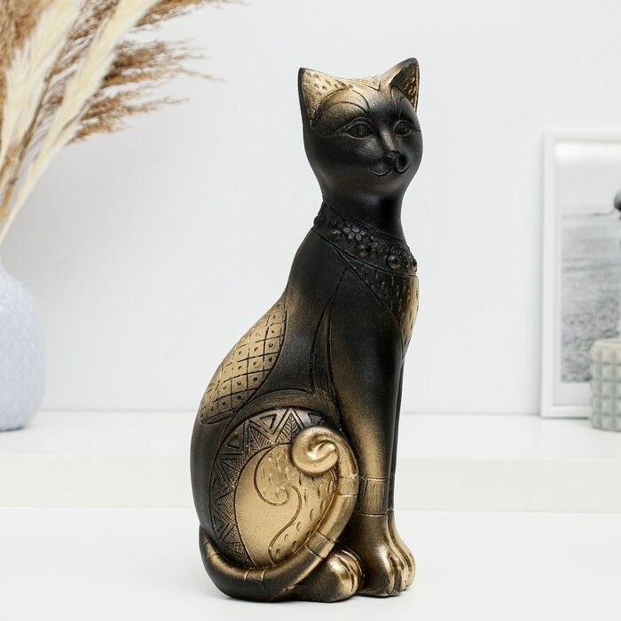 Декоративная фигурка Хорошие сувениры "Кот Фараон" черно-золотой, 28 см