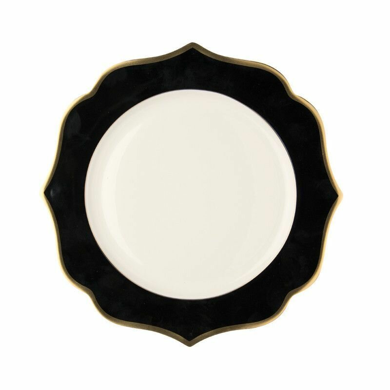 Тарелка для подачи хлеба и сервировки стола фарфоровая Le Coq Ionica Black Gold, 15 см, черная-золотистая