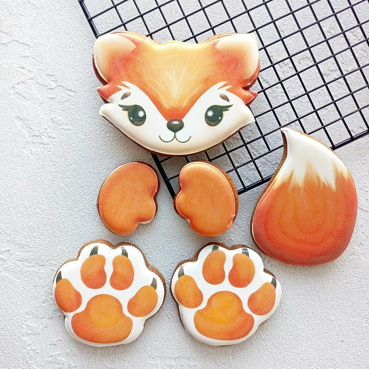 Набор имбирных пряников "Лиса", топперы на торт