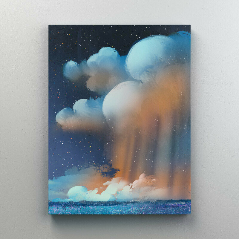 Интерьерная картина на холсте "Дождь над полем - арт" размер 45x60 см