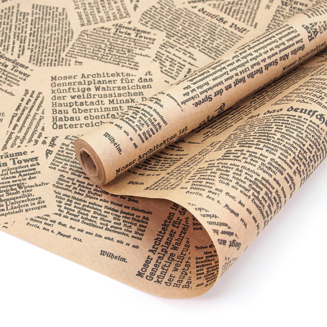 Упаковочная бумага, Крафт (0,7x10 м) Газета, Черный, 2 ст, 1