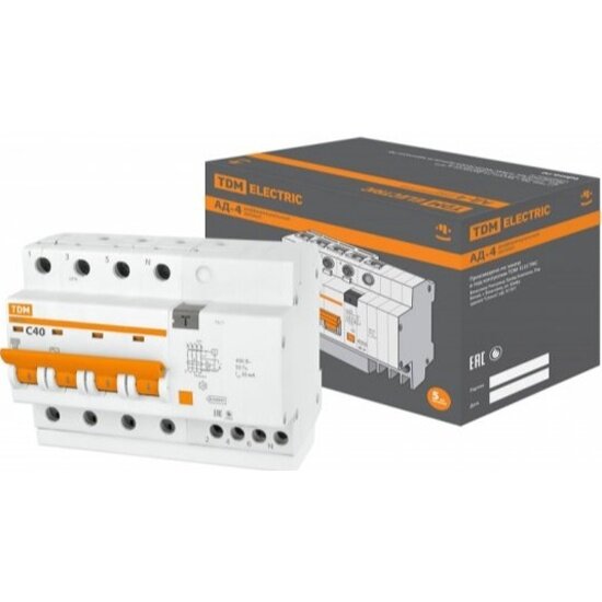 Дифференциальный автомат Tdm Electric АД-4 4Р 40А 30мА, SQ0221-0009