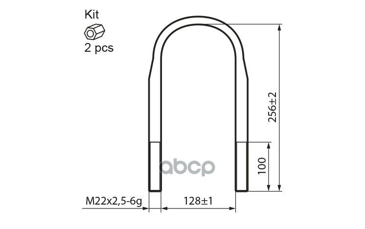 Стремянка рессоры! M22х2.5x130x256 M22x2.5x256х130, с гайками BPW EXOVO арт. 28226E