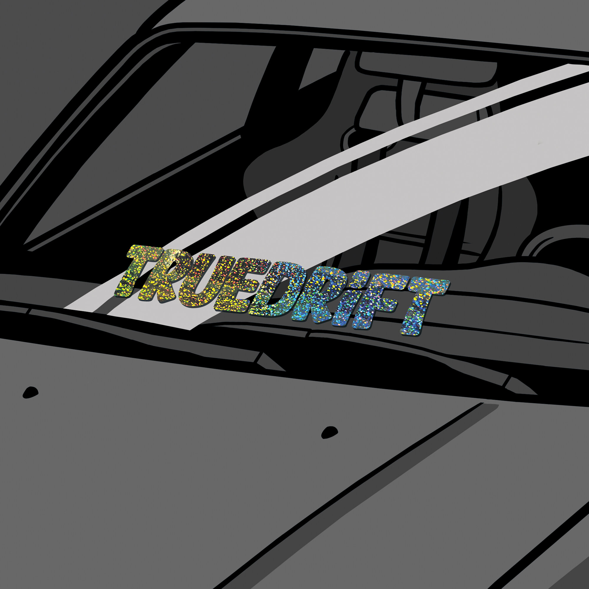 Наклейка на авто JDM, голографический стикер на стекло Truedrift 60x12 см