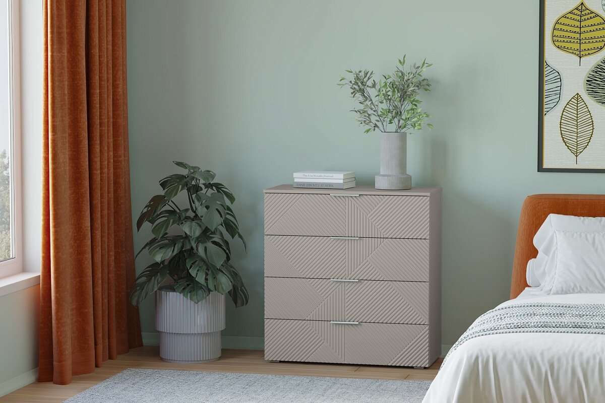 Комод МебельЛэнд24 Салерно NEW 4 Кашемир 91x42x96 бежевый с 4 ящиками