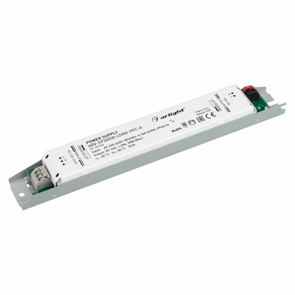 Блок питания ARV-SP24030-LONG-PFC-A (24V, 1.25A, 30W) (Arlight, IP20 Металл, 5 лет) 031104
