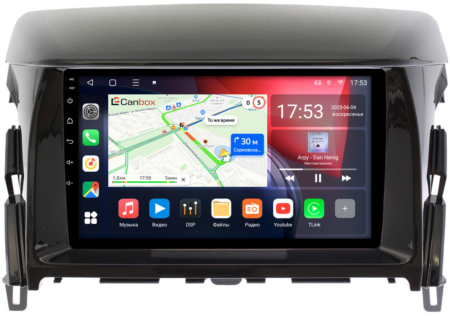 Штатная магнитола Canbox L-Line 4169-9-089 Mitsubishi Eclipse Cross 2017-2024 (глянцевая) Android 10 (4G-SIM, 2/32, TS18, DSP, QLed)