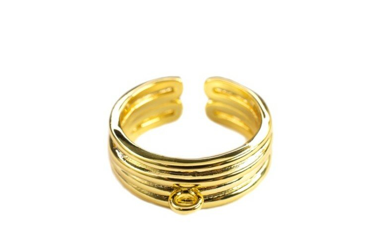 Основа для кольца 17мм (регулируется) с петелькой 2мм, латунь, позолота, 15-048, 1шт